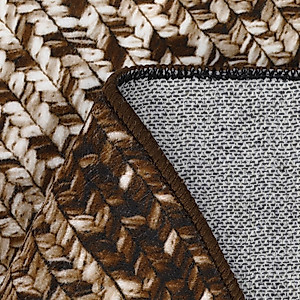 RUGSREAL 10x13 Large Living Room Rug Braided Print Rug Boho Accent Throw Carpet Farmhouse Rustic Rug Non Slip Geometric Bordered Area Rug Bohemian Carpet for Bedroom Home Decor Office, Brown