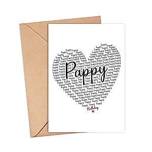 GavinsDesigns Happy Birthday Pappy Card - Cute Happy Birthday - Birthday Greeting Card - Sweet Birthday Card For Pappy - Anniversary-Thank You Card - Heart Happy Birthday Mom - I Love You Pappy Card