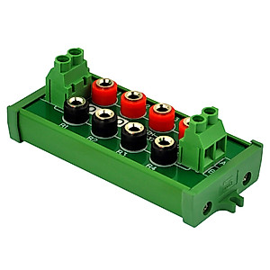 Screw Mount 2 x 4 Position Banana Jack Distribution Module, DC Power Strip