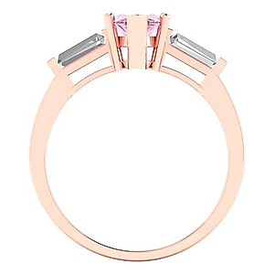 Clara Pucci 2 ct Marquise cut 3 stone Solitaire Pink Simulated Diamond Engagement Promise Anniversary Bridal Ring 18K Rose Gold 5.25