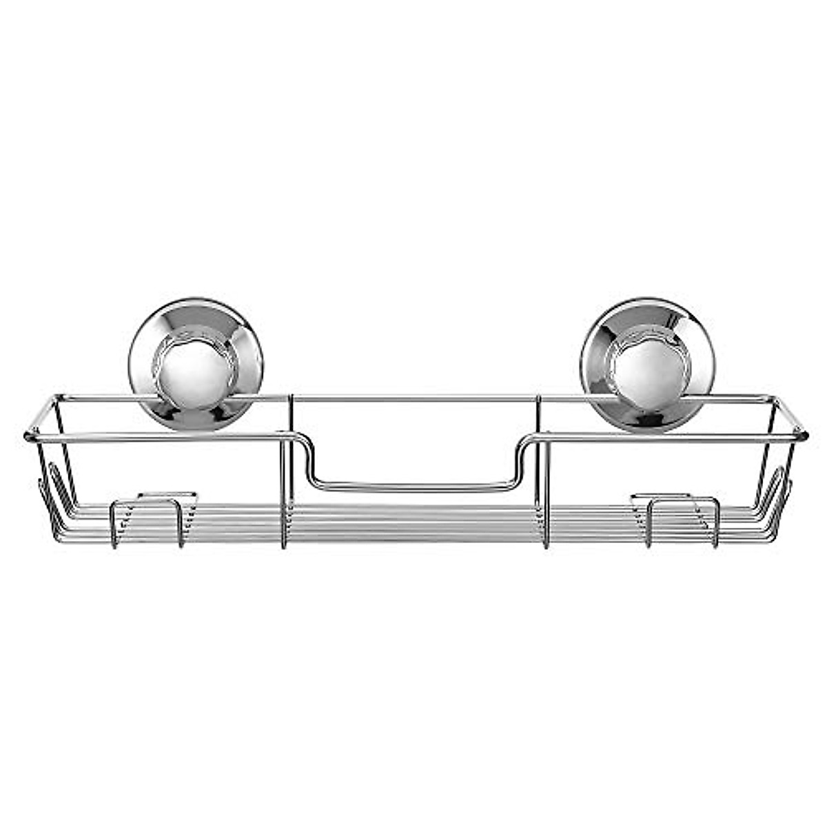 iPEGTOP Strong Suction Cup Shower Caddy Bath Shelf Storage with 4 Side Hooks, Combo Organizer Basket for Shampoo, Conditioner, Soap, Razor Bathroom Accessories, Chrome, 2 Count