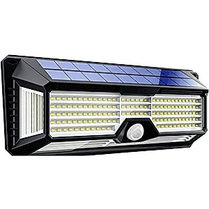 Solar Lights Outdoor Waterproof 298 LEDs 2500lm Ultra Bright - Security LED Motion Sensor Flood Light for Wall Garden up to 800 sq ft - 280° Wide Angle Lighting Powered 4400 mAh IP65