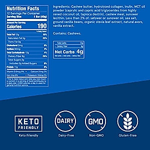 Collagen Protein Bars, Vanilla Shortbread, 11g Protein, 12 Pack, Bulletproof Grass Fed Healthy Snacks, Made with MCT Oil, 2g Sugar, No Added Sugar