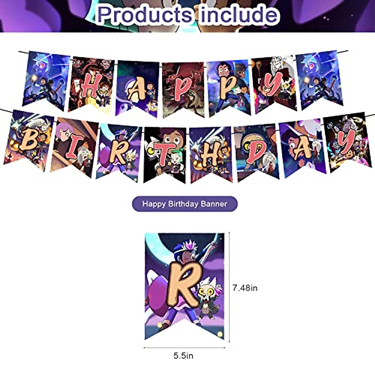 The Owl House Birthday Party Decorations,The owl House Theme Party Supplies for Kids Adults with Happy Birthday Banner Cake Topper Cupcake Toppers Balloons for owl House theme