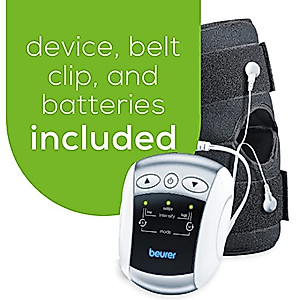 Beurer EM34 TENS Unit Muscle Stimulator, 2-in-1 Knee & Elbow TENS Machine, E-Stim Device for Knee Pain Relief with 25 Intensity Levels, Electric Massager with Universal Brace