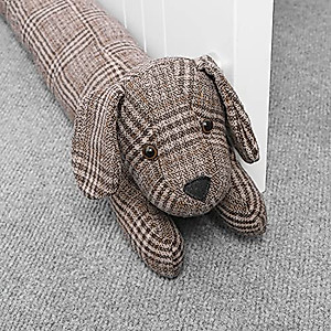 CERAYOU 36 Inch Heavy Duty Under Door Draft Stopper, Cute Animals Shape Door & Window Draft Guard to Save Energy, Decorative Weighted Bottom Insulation Stopper Noise Air Wind Dust Blocker, Plaid Dog