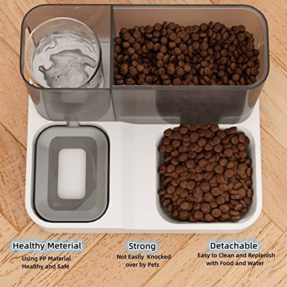 Pet Food Feeder and Water Dispensers Gravity Automatic for Cats and Small Dogs (Blue)