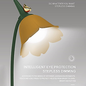 LED Desk Lamp Clip on Lamp Cordless Table Light Adjustable Gooseneck Dimmable Touch Rechargeable Battery Eye-Caring Night Light for Kids,Mini Cute Lamp for College Dorm Bedroom Reading (Yellow)