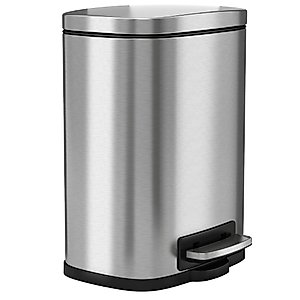 HLS Commercial 1.3 Gallon / 4.9 Liter Fire Resistant Stainless Steel Step On Pedal Trash Can with Odor Filter and Removable Inner Bucket, FM Approvals Class 6921