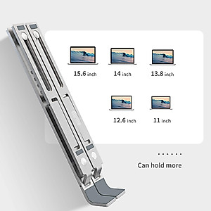Gshine Laptop Stand, Ergonomic Aluminum Laptop Computer Stand, Foldable Computer Riser, Laptop Riser Notebook Holder, Compatible with MacBook Air Pro, Dell XPS, Lenovo 10-15.6" Laptops – Silver