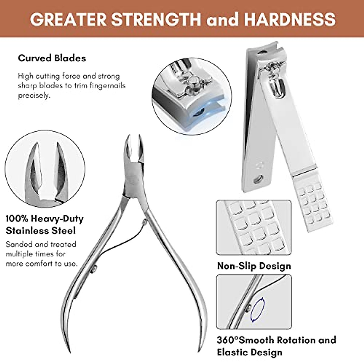 Manicure Set, FAMILIFE Manicure Kit - Nail Kit Mens Grooming Kit Pedicure Kit 9PCS Gifts for Men Boyfriend Nail Clipper Set Stainless Steel Professional Nail Set Care Manicure Tools Leather Case Brown