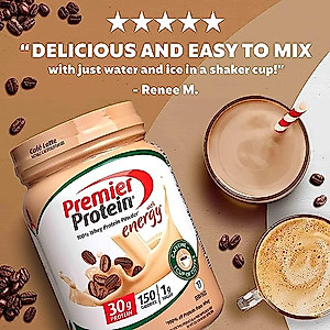 Premier Protein Powder, Cafe Latte , 30g Protein, 1g Sugar, 100% Whey Protein, Keto Friendly, No Soy Ingredients, Gluten Free, 17 servings, 23.9 Ounce (Pack of 1)