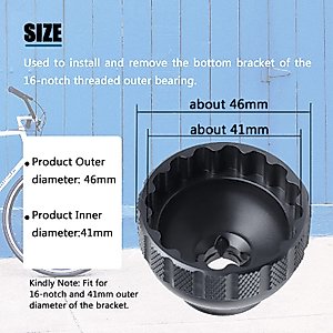 PEATOVIE 16-Notch Bottom Bracket Tool Bottom Compatible with Shimano BBR60, MT-800, etc.-Black(Compatible with BBT-59.2)