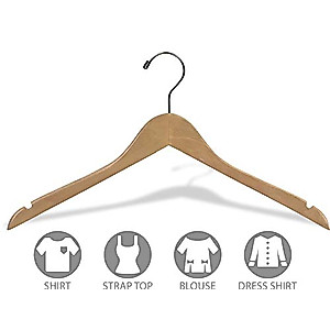 High Grade 30 Pack Solid Wooden Shirt Hanger with Swivel Hook, Smooth Finish and Notches for Straps