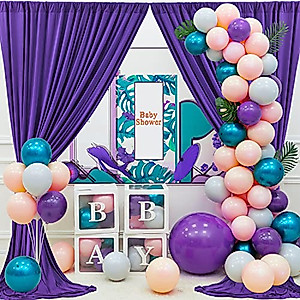 10 ft x 10 ft Wrinkle Free Dark Purple Backdrop Curtain Panels, Polyester Photography Backdrop Drapes, Wedding Party Home Decoration Supplies