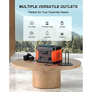 Portable Power Station 600W(Peak 1200W), Tiexei Solar Generator Backup 550Wh LiFePO4 Battery Pack with 110V AC Outlet, Pure Sine Wave Powerhouse with LED Light for RV Camping Fishing Home Emergency