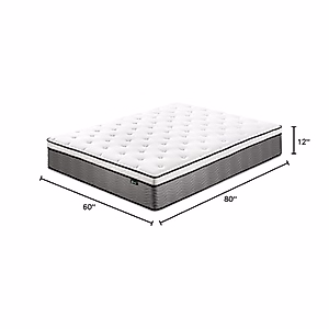 ZINUS 12 Inch True Support Hybrid Mattress [New Version], Queen, Fiberglass Free, Medium Feel, Motion Isolation, Certified Safe Foams & Fabric, Mattress in A Box