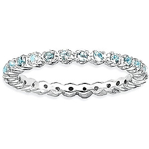 IceCarats 925 Sterling Silver Blue Aquamarine Stackable Ring Gemstone Band March Birthstone Jewelry Size 6.00