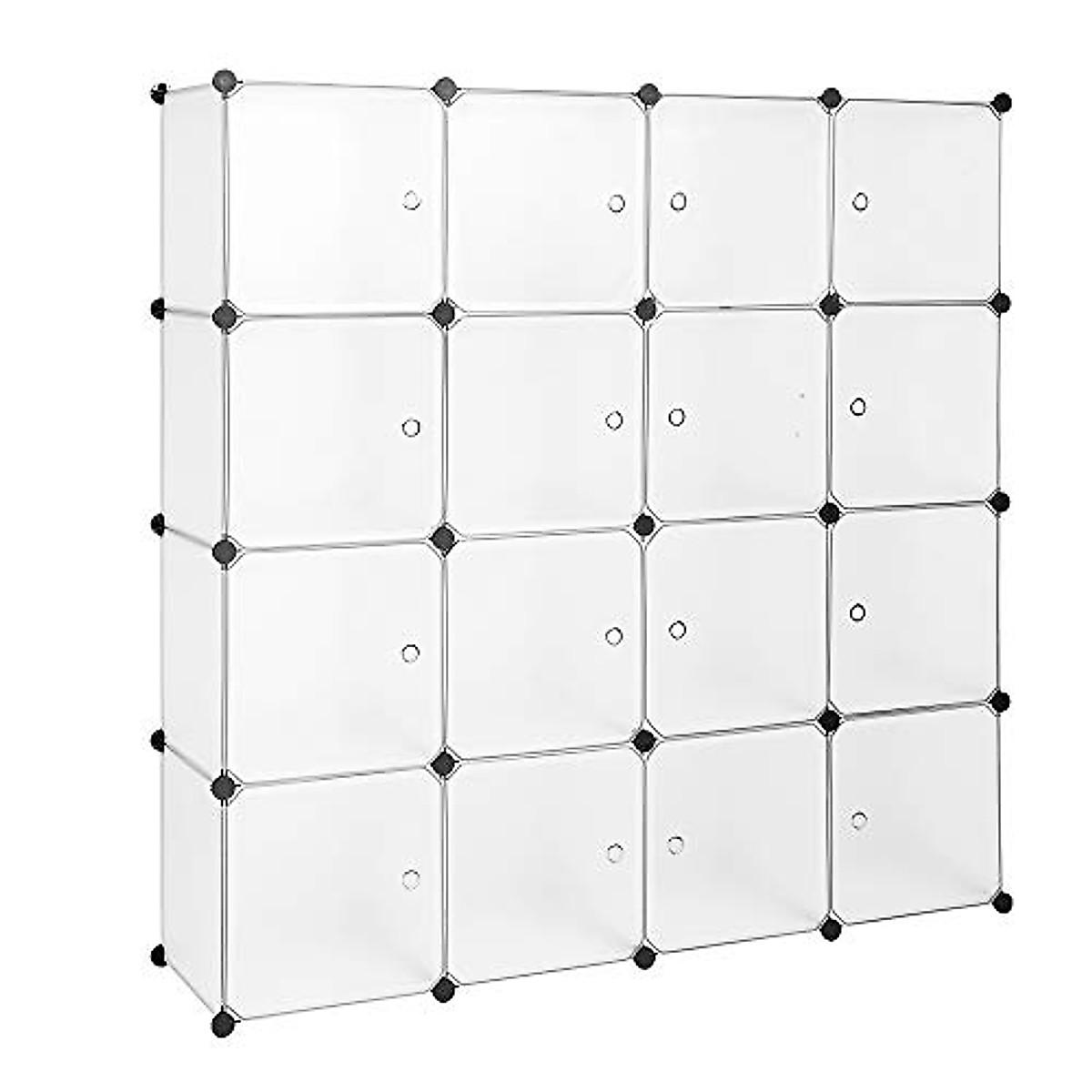 MengK Modular Closet Organizer - 16 Cube Wardrobe Storage System with Drawers and Doors - Perfect for Clothes, Shoes, Toys - DIY Bookcase in White