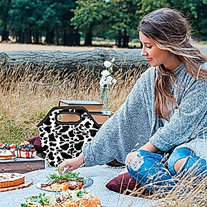 Cow Lunch Box Cow Animal Skin Print Insulated Soft Lunch Bag Mini Cooler Thermal Meal Tote Bags With Zipper for Outdoor Work School Picnic Travel