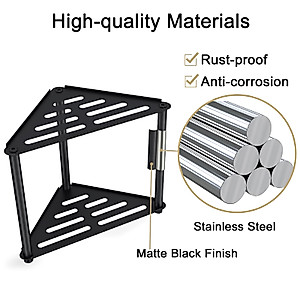 DOKU 2-Tier Corner Bathroom Counter Organizer, Stainless Steel Perfume Tray and Vanity Countertop Shelf, Makeup Bathroom Organizers and Storage for Bathroom, Dresser, Kitchen (Matte Black)