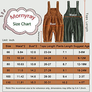 Mornyray Toddler Kids Baby Boy Girl Soft Corduroy Suspender Pants Kids Overalls Loose Retro (Khaki, 18-24Months)