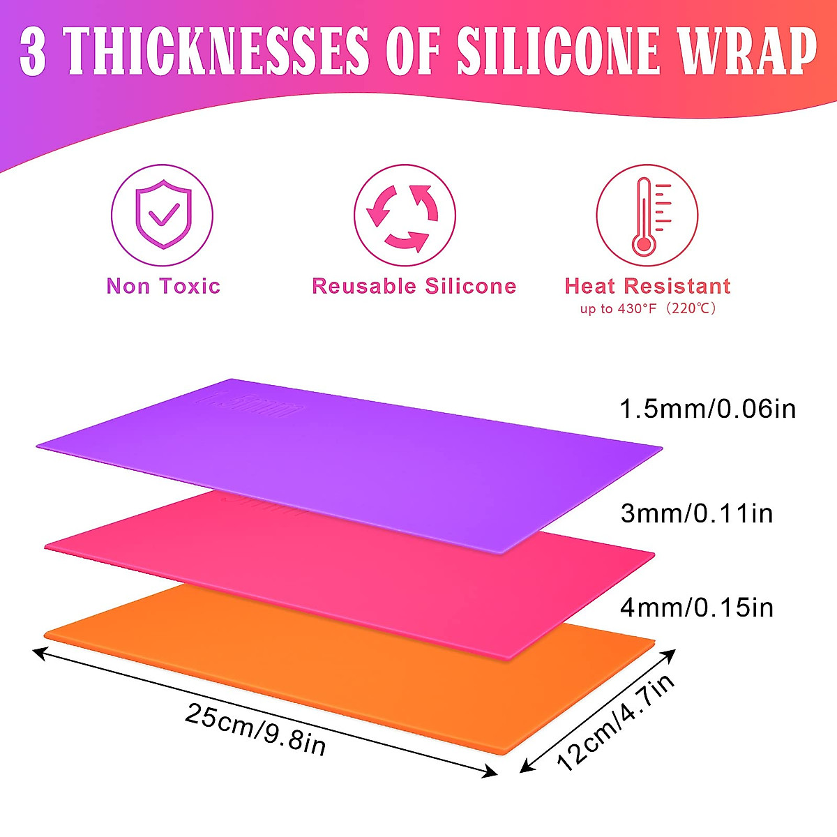 QUUREN Sublimation Tumbler Wrap Compatible with Cricut Mug Press Accessories 3 Thicknesses Silicone Mug Wrap for Tumbler Heat Press Attachment for Sublimation Tumblers Blanks Products 9.8 x 4.7"