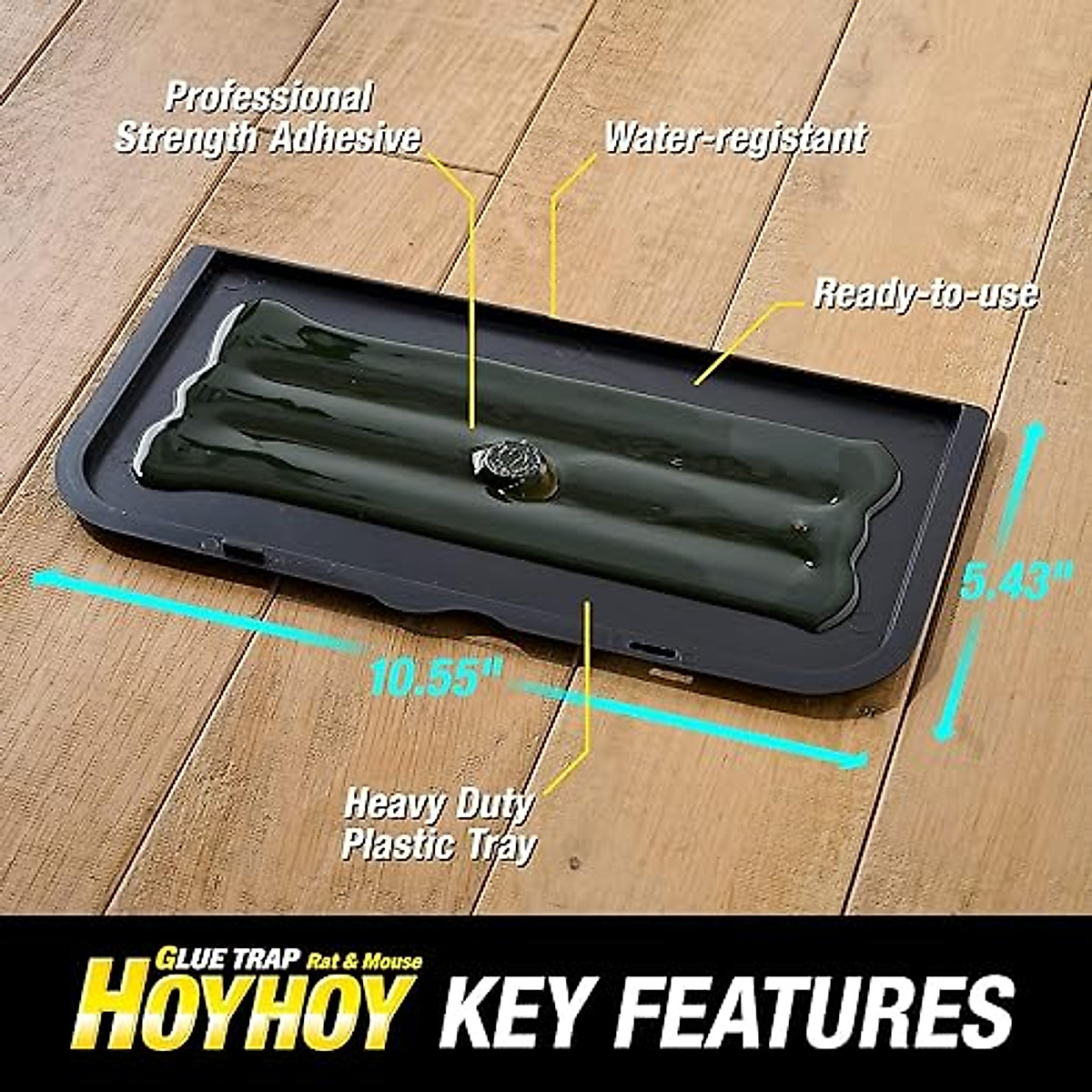 HOY HOY Rat & Mouse Regular Size Glue Trap 8 Traps [4 Pack] - Heavy-Duty Professional Strength Ready-to-Use Pest Control, Kids & Pets Friendly Indoor Home Mouse and Other Household Pests