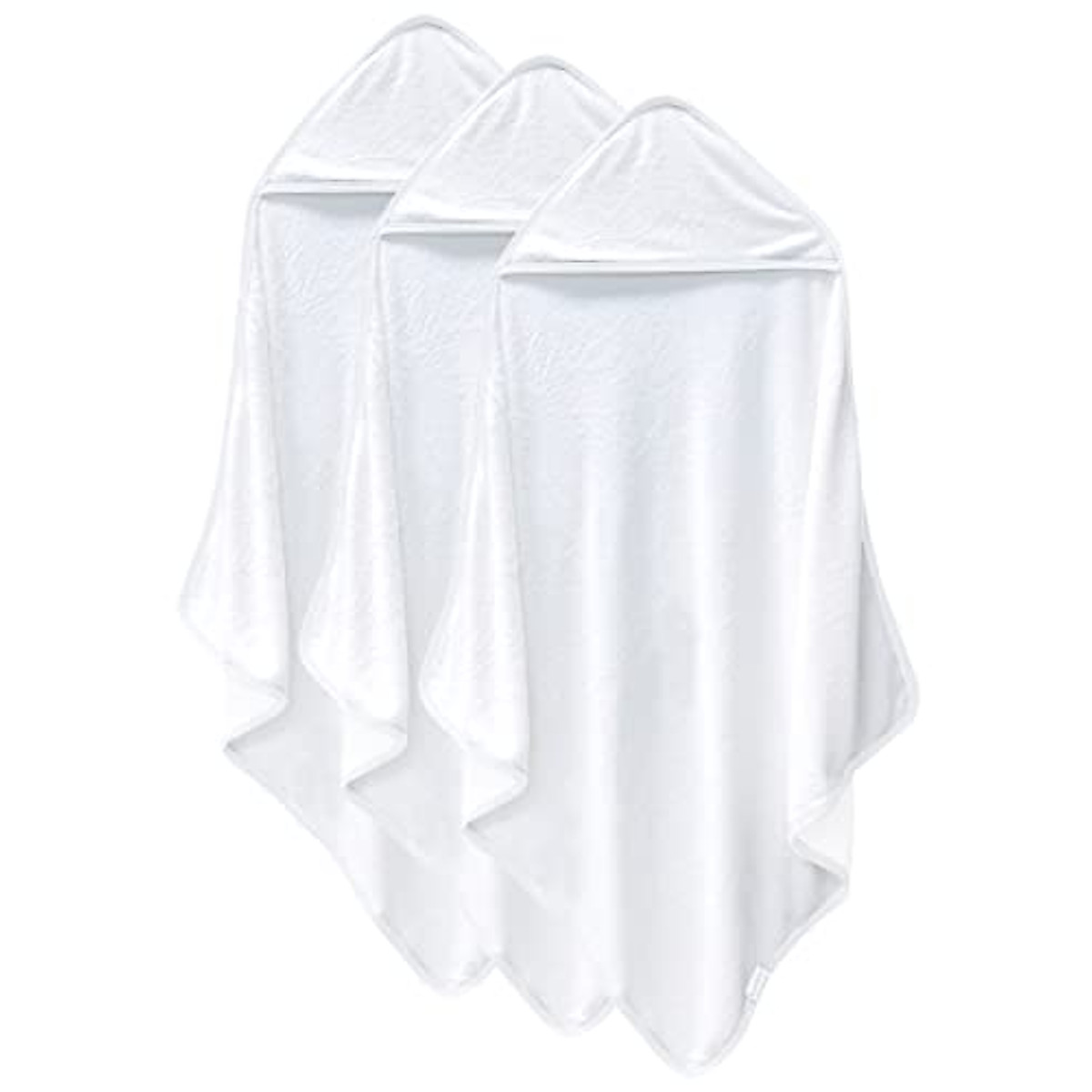 Cosy Family 3 Pack Bamboo Baby Hooded Towels, Ultra Soft Unisex Bath Towels for Babies,Toddler,Infant - Newborn Essential - Ultra Absorbent Toddler Towels for Baby Boy Girl - White