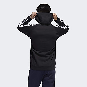 adidas mens Essentials 3-Stripes Pullover Hoodie Black/White2 Medium