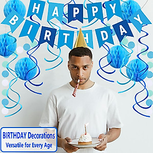 Happy Birthday Banner Sign Decorations - Atiger 28 PCS Happy Birthday Banners, Blue Happy Birthday Decorations for Men Boys, Party Decorations Supplies for Home Classroom, Decor Banner 9 ft