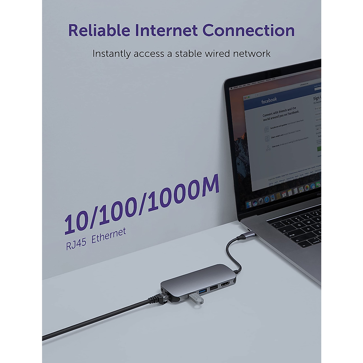 USB C Hub-9 in 1 Portable Space Aluminum Dongle with 4K HDMI, 100W PD Charging, Card Reader, 1000Mbps Ethernet Port for MacBook Air/Pro and More