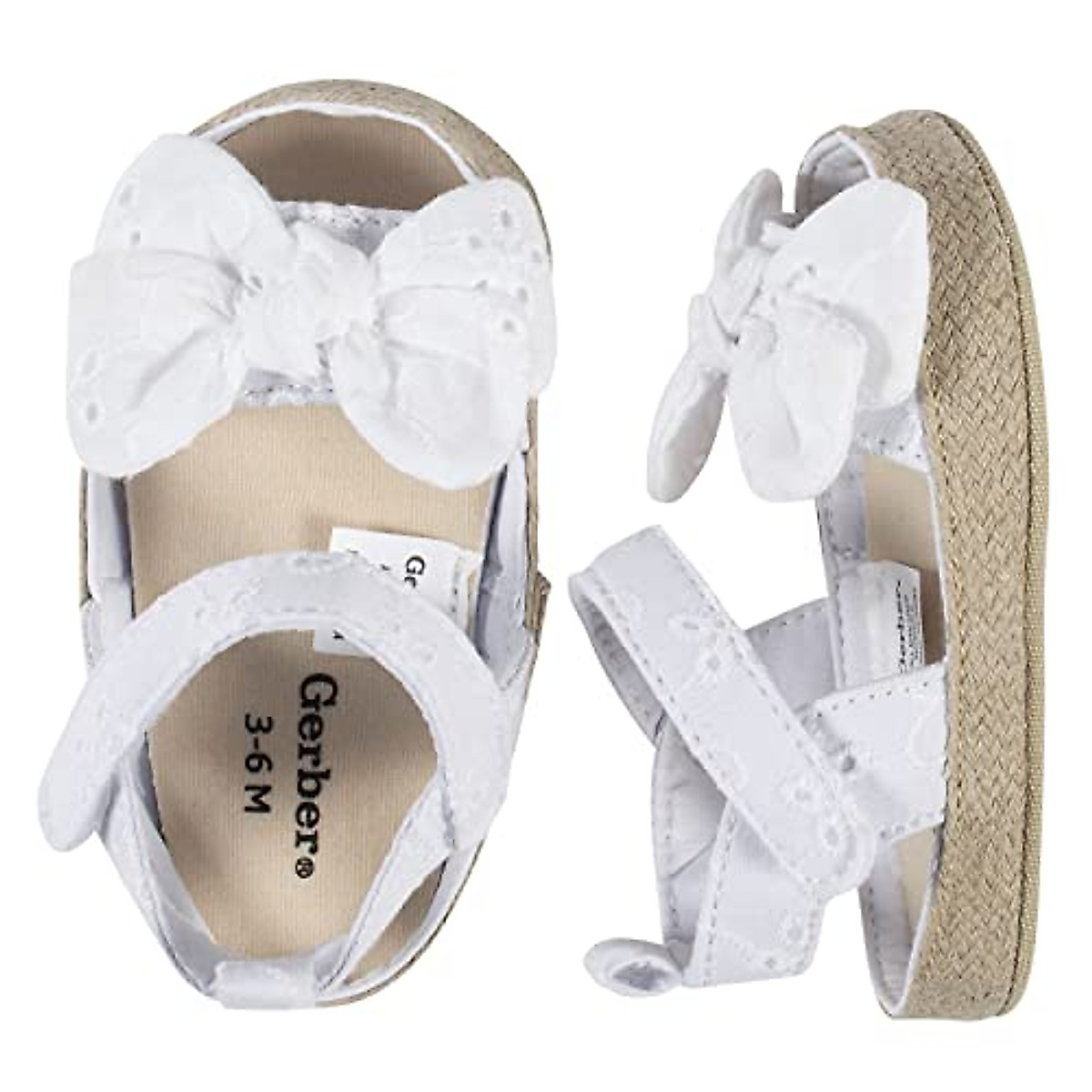 Gerber baby girls Espadrille Sandal Crib Shoe, Eyelet, 3-6 Months Infant US