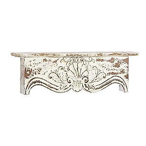 Deco 79 Wood Scroll 1 Shelf Wall Shelf, 28" x 6" x 9", Brown