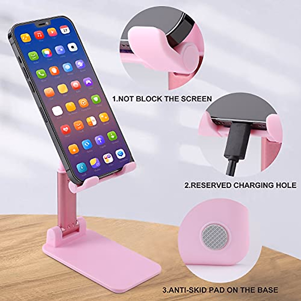 Cute Panda Riding Bicycle on The Moon Funny Foldable Desktop Cell Phone Holder Portable Adjustable Stand Desk Accessories