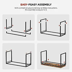 VASAGLE Computer Writing Desk, 47 Inch Office Study Table, Work from Home, with 8 Hooks, Metal Frame, Industrial, 47.2", Rustic Brown