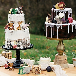 Geetery 12 Pcs Woodland Animals Wooden Animal Cutout Shapes Forest Painted Woodland Baby Shower Decorations Woodland Creatures Wood Table Centerpieces for Woodland Camp Party Supplies (Lively)