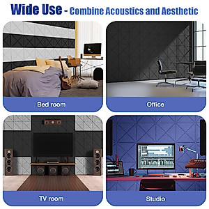 12 pack Acoustic Panels Self-Adhesive, 12"X 12"X 0.4"Sound Proof Foam Panels,Soundproof Wall Panels High Density, Acoustic Panels Sound Absorbing for Wall Decoration and Acoustic Treatment-White