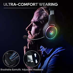 Tatybo 5.8GHz Wireless Gaming Headset with Detachable Mic for PC PS4 PS5 Mac Switch, Bluetooth 5.2 Gaming Headphones, 7.1 Surround Sound