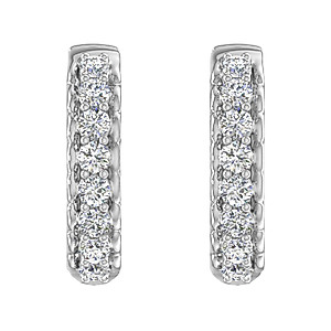 14K White Gold Natural Diamond Ladies Hoop Earrings (I1-I2 Clarity, 1/2 Carat)