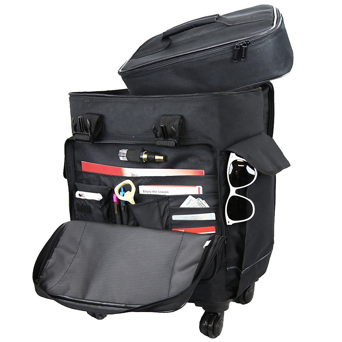 GOODHOPE BAGS Elevated 12 Bottles Wine Cooler with 4-Spinner Wheels