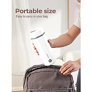 balbali Portable Electric Kettle for Travel - Small Electric Thermos/Heating Cup/Bottle - Single Size Personal Tea Maker - Quick Boiling Hot Water Boiler/Heater/Warmer - 350ml White