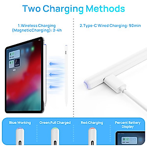 Pencil Same as Pencil 2nd Generation with Magnetic Wireless Charging Tilt Sensitivity,Stylus Pen for 10/9/8/7/6 Generation Pro 12.9/11 inch Air 5/4/3 Mini 6/5