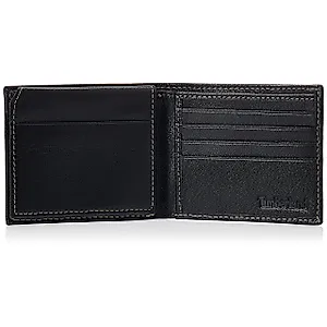 Timberland mens Leather Wallet With Attached Flip Pocket, Black (Blix), One Size