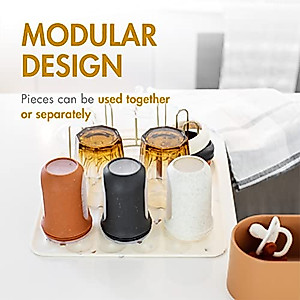 Boon ARC Modular Baby Bottle Drying Rack — Includes Silicone Drying Mat, Accessory Cup, and 7-Prong Wire Bottle Rack — Baby Essentials