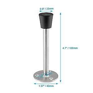 LDEXIN 2 Pack Stainless Steel Heavy Duty Door Stop 5" Wall Mounted Door Stopper with Rubber Tip Design Mute for Wall and Door Protection, 4.7" / 120mm