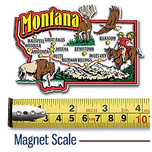 Montana Jumbo State Magnet by Classic Magnets, 4" x 2.8", Collectible Souvenirs Made in The USA
