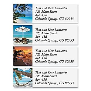 Tropical Harmony Personalized Return Address Labels – 8 Designs, Set of 240, Small. Self-Adhesive, Flat-Sheet Labels, by Colorful Images