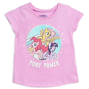 My Little Pony Big Girls 3 Pack Short Sleeve Graphic T-Shirt Grey Blue Purple 10-12