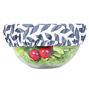 wegreeco Reusable Bowl Covers - Set of 3, Grey Leaf